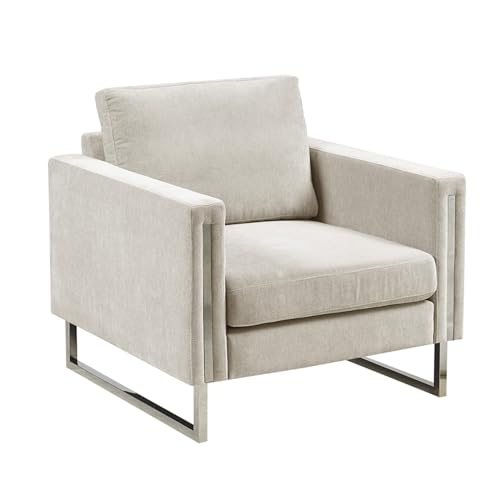 Dsnyu Arm Chair Modern, Unique Living Room Chair Accent Seating Solid Wood Ivory Comfy Home Furniture 31" Lx33 Wx30.50 H