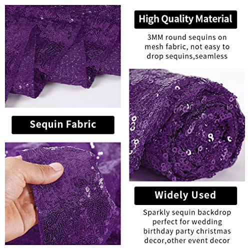 Hahuho Purple Sequin Backdrop Curtain, 2PCS 2FTx8FT Glitter Backdrop Curtain for Parties, Christmas, Wedding, Party Decoration(2 Panels, 2FT x 8FT, Purple