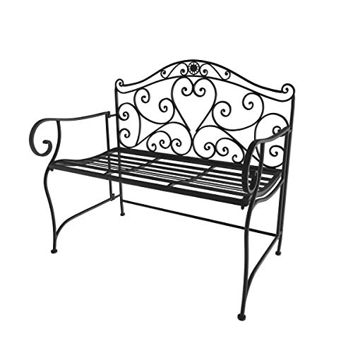 Lavish Home 80-OUTD-3 Durable and Stylish Accent Furniture Folding Garden Bench β Outdoor Seating with Scrollwork Design, Black
