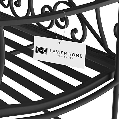 Lavish Home 80-OUTD-3 Durable and Stylish Accent Furniture Folding Garden Bench β Outdoor Seating with Scrollwork Design, Black