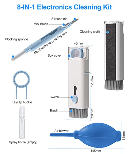 8-in-1 Electronic Cleaner Kit, BoYata Portable Cleaning Tools with Air Blower, Keyboard Cleaning Kit, Earbud Cleaner Kit, Screen Cleaner for Laptop/Keyboard/Computer/Earphone/Tablet/Airpod (NO LIQUID)