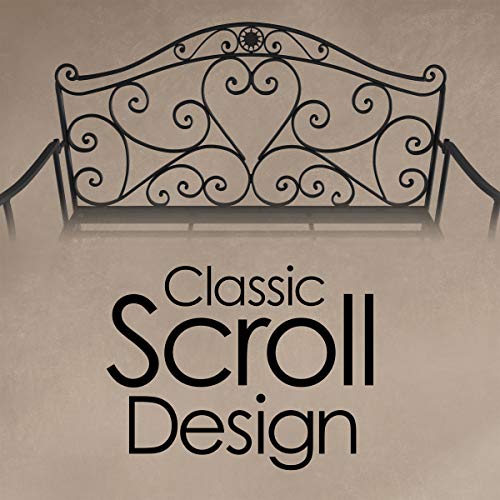 Lavish Home 80-OUTD-3 Durable and Stylish Accent Furniture Folding Garden Bench β Outdoor Seating with Scrollwork Design, Black