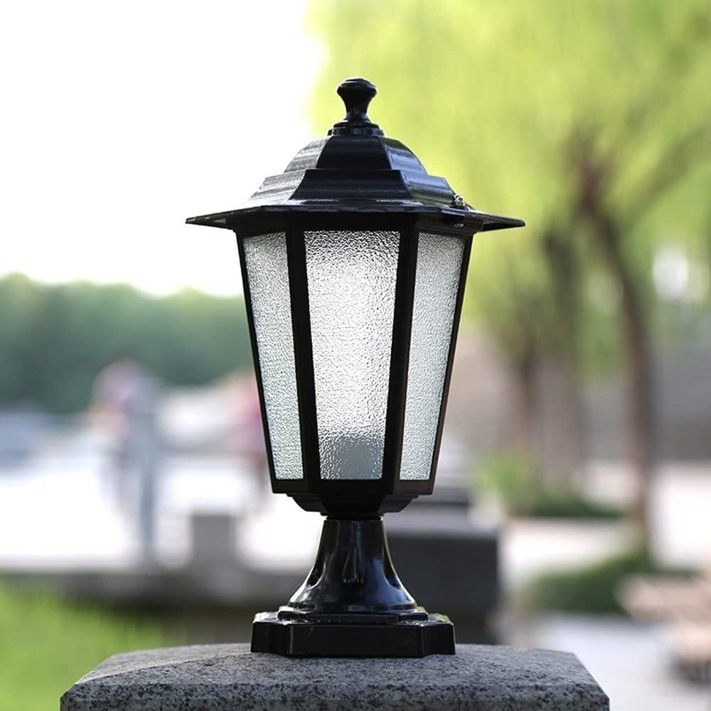 MODEBHD 33cm, Outdoor LED Waterproof Column Lamp Super Bright Patio Lawn Light Villa Door Decoration Garden Post Light E27 Antique Aluminum Pillar Lamp Waterproof External Garage Fence Post Lights