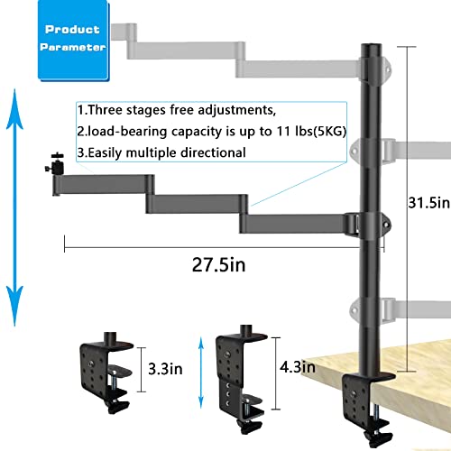 Heavy Desktop Overhead Camera Mount Rig Stand, Top Down DSLR Photography Holder with Flexible Arm and 360° Ball Head, Adjustable Height and Length for Ring Light/Video Camera/Webcam/Panel Light