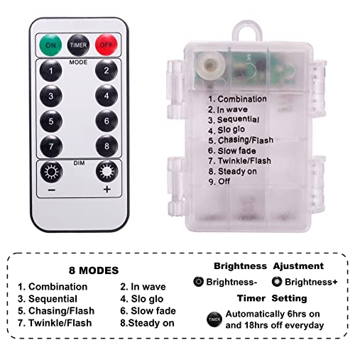 Joiedomi 3x120LED Warm White Rope Lights 46FT 8 Modes String Lights Battery Operated Outdoor Waterproof Fairy Lights Dimmable/Timer with Remote for Camping Party Garden Bedroom Christmas Decoration