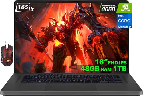 ASUS 2024 Newest ROG Zephyrus G16 Gaming Laptop, 16" FHD 165Hz Laptop, 13th Gen Core i7-13620H(10-core), GeForce RTX 4060, 48GB RAM, 1TB SSD, Backlit Keyboard, Wi-Fi 6E, USB Type A&C, Windows 11 Home