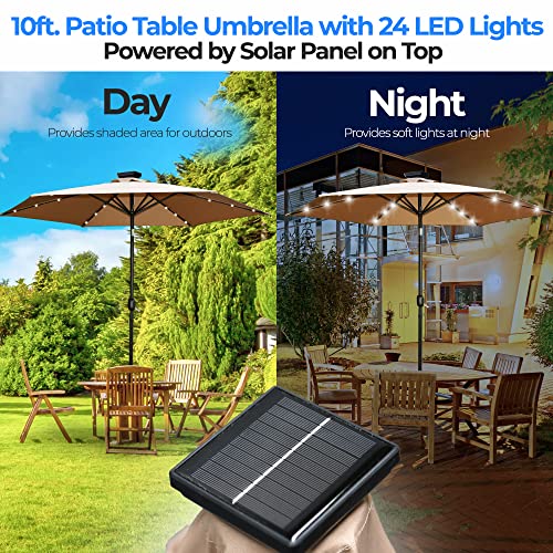 SereneLifeHome 10ft Patio Table Umbrella, 6 Sturdy Ribs with Push Button Tilt, Easy Close Open Crank, Outdoor Furniture for Garden Lawn Deck Pool and Beach, Rust Resistant Pole, Weatherproof Fabric