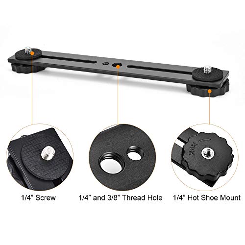 UTEBIT 8 inch Flash Bracket, Dual Camera Mount Flash Bracket Extension Bar with 1/4 Screw Hot Shoe, Straight Flash Bracket Tripod Mount for DSLR Camera LED Light Studio Video Microphone, 2Packs