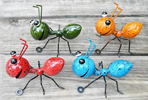 GIFTME 5 Metal Ant Garden Decor Set of 4 Colorful Outdoor Garden Yard Art Wall Sculptures