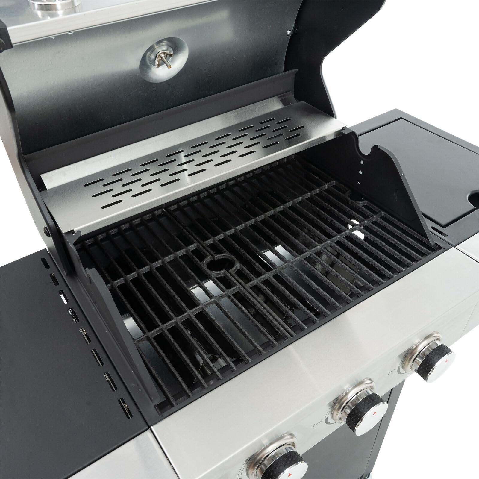 3-Burners Propane Gas Grill with Side Burner & Thermometer, 33950 BTU Output Stainless Steel Grill for Outdoor BBQ and Camping, Patio Backyard Barbecue(3 Burner+Side Burner)