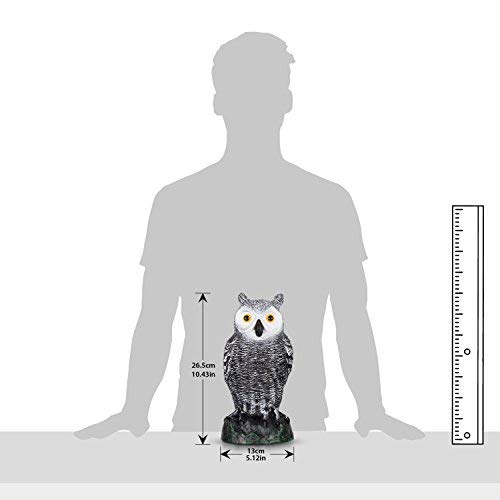 BRITENWAY Ultimate Scarecrow Owl Decoy Statue Realistic Fake Owl Outdoor Bird Deterrent, Hand-Painted Garden Protector, Scares Away Squirrels, Pigeons, Rabbits & More 10,5β Hollow Design