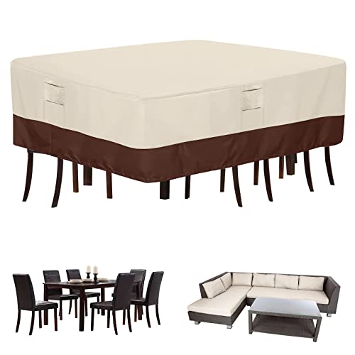 Simpelg Patio Furniture Covers, Outdoor Furniture Cover Waterproof, Outdoor Table and Chair Set Covers Heavy Duty 600D, Lawn Furniture Cover and Patio Dining Set Covers, Rectangular (130"x84"x28")