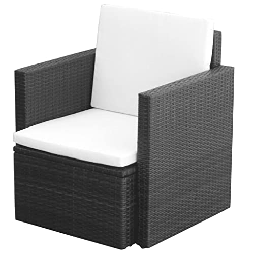 DGZLIIO Lounge Chair, Outdoor Conversation Set, Patio Chair with Cushions and Pillows Poly Rattan Black Suitable for Pool, Deck, Garden, Backyard