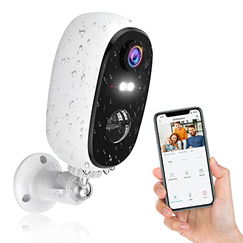 Spazvolv Outdoor Security Camera,2K Wireless Cameras for Home Security, Spotlight Siren Alarm Rechargeable Battery Cam, Color Night Vision, PIR Motion Detection, 2 Way Talk, IP65 Waterproof,SD/Cloud