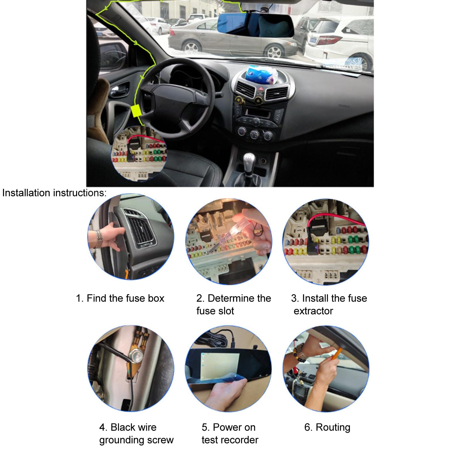 Cam Hardwire Kit, USB Cable Hardwire, Car Dashcam Hardwire, USB Adapter Overheating Protection for Mirror Cam GPS Navigator Radar Detector (MICRO)