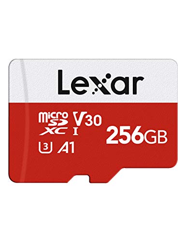 Lexar 256GB Micro SD Card, microSDXC UHS-I Flash Memory Card with Adapter - Up to 100MB/s, A1, U3, Class10, V30, High Speed TF Card