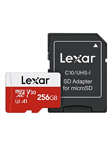 Lexar 256GB Micro SD Card, microSDXC UHS-I Flash Memory Card with Adapter - Up to 100MB/s, A1, U3, Class10, V30, High Speed TF Card