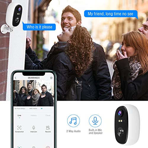 Spazvolv Outdoor Security Camera,2K Wireless Cameras for Home Security, Spotlight Siren Alarm Rechargeable Battery Cam, Color Night Vision, PIR Motion Detection, 2 Way Talk, IP65 Waterproof,SD/Cloud
