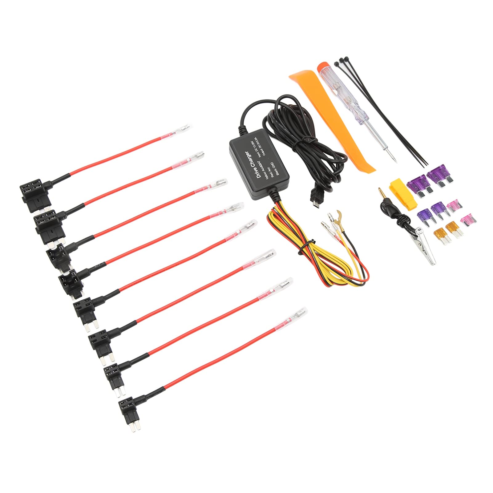 Cam Hardwire Kit, USB Cable Hardwire, Car Dashcam Hardwire, USB Adapter Overheating Protection for Mirror Cam GPS Navigator Radar Detector (MICRO)
