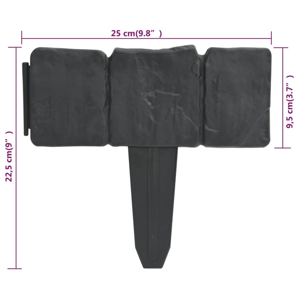 VRAXO Plastic Garden/Lawn Fence Stone Look 41 pcs 32.8',Garden Borders & Edging-7.92lbs