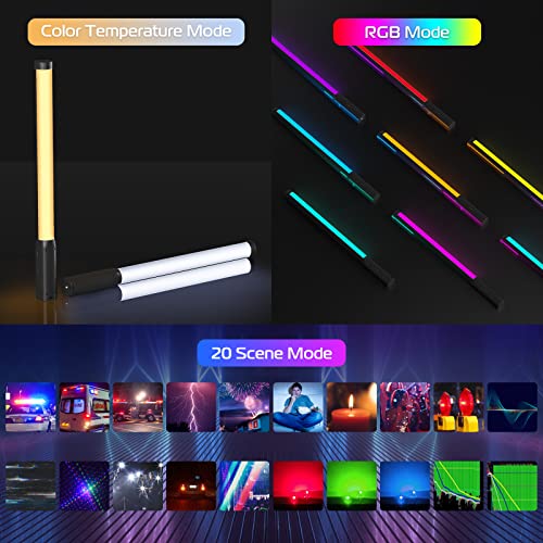 Ulanzi RGB LED Light Wand, 360°RGB Video Wand Stick for Photography, 2600mAh Built-in Rechargable Cube Light, 2500-9000K Dimmable Camera Light w LCD