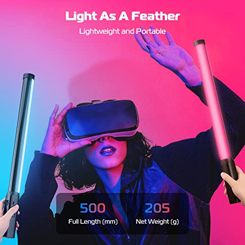 Ulanzi RGB LED Light Wand, 360°RGB Video Wand Stick for Photography, 2600mAh Built-in Rechargable Cube Light, 2500-9000K Dimmable Camera Light w LCD