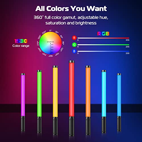 Ulanzi RGB LED Light Wand, 360°RGB Video Wand Stick for Photography, 2600mAh Built-in Rechargable Cube Light, 2500-9000K Dimmable Camera Light w LCD