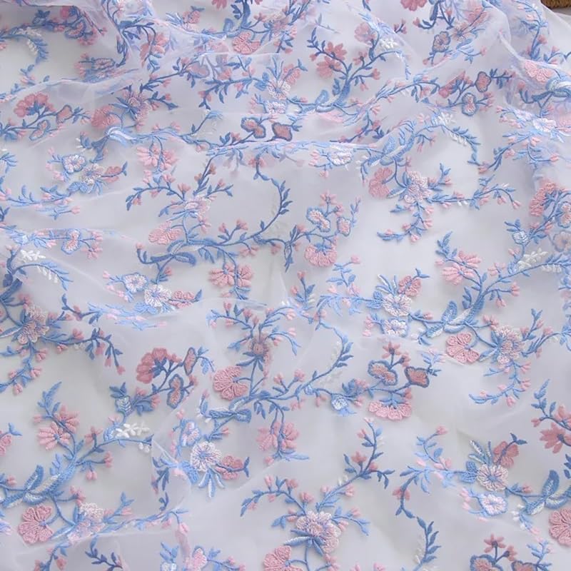XMTXZYM 3 Meter Mesh Fabric Embroidery Lace Fabric Wedding Dress Clothing Fabric Handmade DIY Fabric