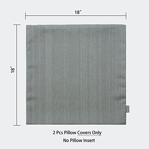 MAGPIE FABRICS Pack of 2 Outdoor Waterproof Throw Pillow Covers 18 x 18 Inch, Christmas Decorative Cushion Sham Pillowcase Shell for Garden Patio Tent Balcony Couch Sofa(Grey)