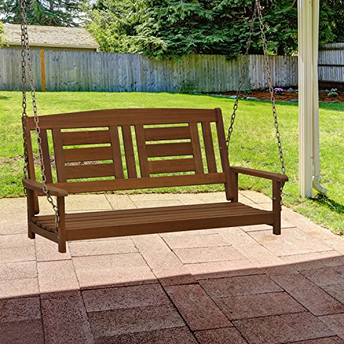 Furinno Tioman Hardwood Patio / Garden / Outdoor Porch Swing, Swing B, Natural