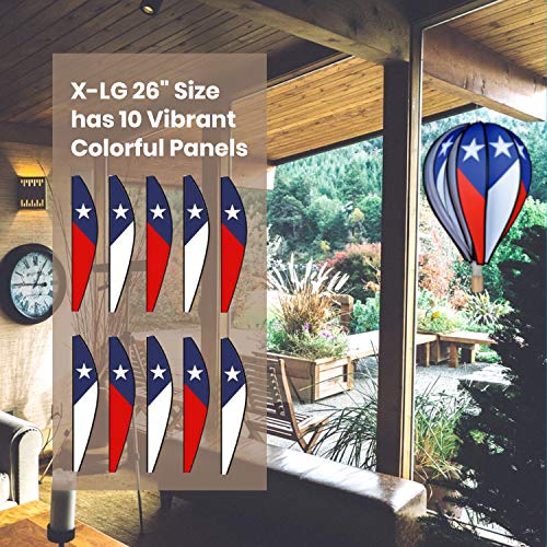 Premier Kites Hot Air Balloon Wind Spinner | 26 inch 10 Panel Hanging Spinning Balloon Decoration | Quality Large Wind Spinner for Yard and Garden | Patriotic Balloon