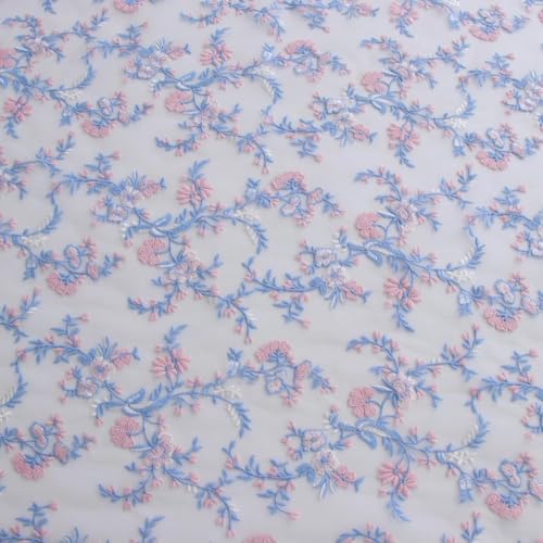 XMTXZYM 3 Meter Mesh Fabric Embroidery Lace Fabric Wedding Dress Clothing Fabric Handmade DIY Fabric
