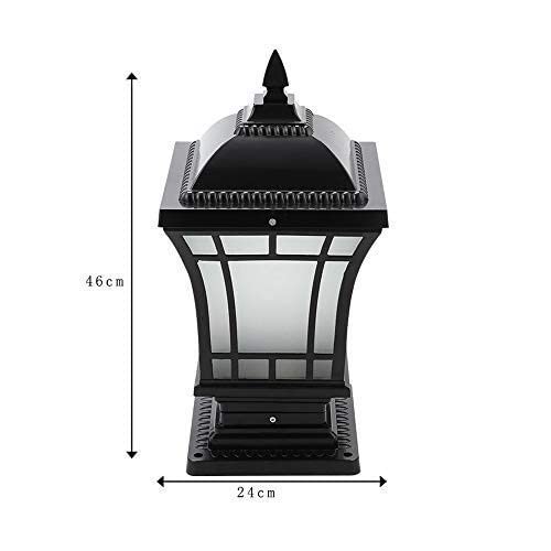 MODEBHD 46cm Waterproof Vintage Post Pillar Lantern Light Rainproof Aluminum Metal Retro Column Lamp Community Villa Patio Garden Landscape Lighting Fence Deck Table Lamp E27 Post Light