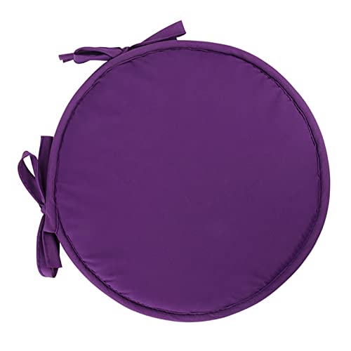 LUYAJYI Round Stool Chair Cushions, Lace Up Bistro Bar Seat Pad Non-Slip Outdoor Bistro Seat Cushions for Home Office Garden Garden Chair Decoration (Purple, 12 inch Diameter)
