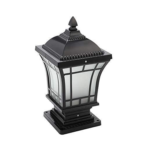 MODEBHD 46cm Waterproof Vintage Post Pillar Lantern Light Rainproof Aluminum Metal Retro Column Lamp Community Villa Patio Garden Landscape Lighting Fence Deck Table Lamp E27 Post Light