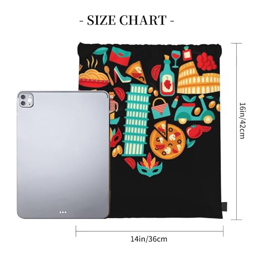 Delhiponics Heart Element Illustration Drawstring Backpack Waterproof Gym Sports Trave String Bag Adjustable Lightweight Drawstring Bag Sports Dance Sackpack