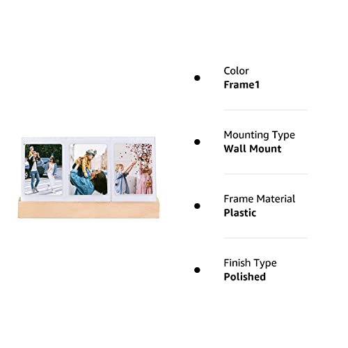 wogozan Instax Mini Picture Frame,Polaroid Frame For Fujifilm instax Mini 12/11/9/8/EVO Instant Camera and Polaroid 3" Film Photo, Can Be Used As Night Light Place 3 Photos