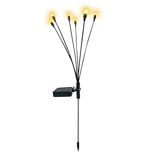 JiJiRuDU Solar Garden Lights Starburst Swaying Light Swaying When Wind Blows Solar Lights Outdoor Decorative String Lights White Cord Warm Light (Yellow, One Size)
