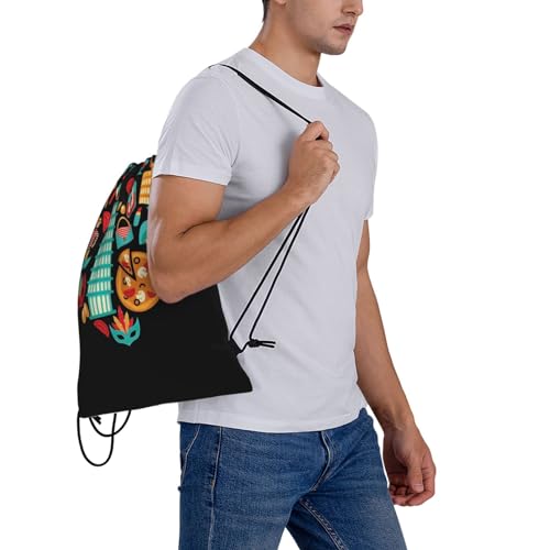 Delhiponics Heart Element Illustration Drawstring Backpack Waterproof Gym Sports Trave String Bag Adjustable Lightweight Drawstring Bag Sports Dance Sackpack