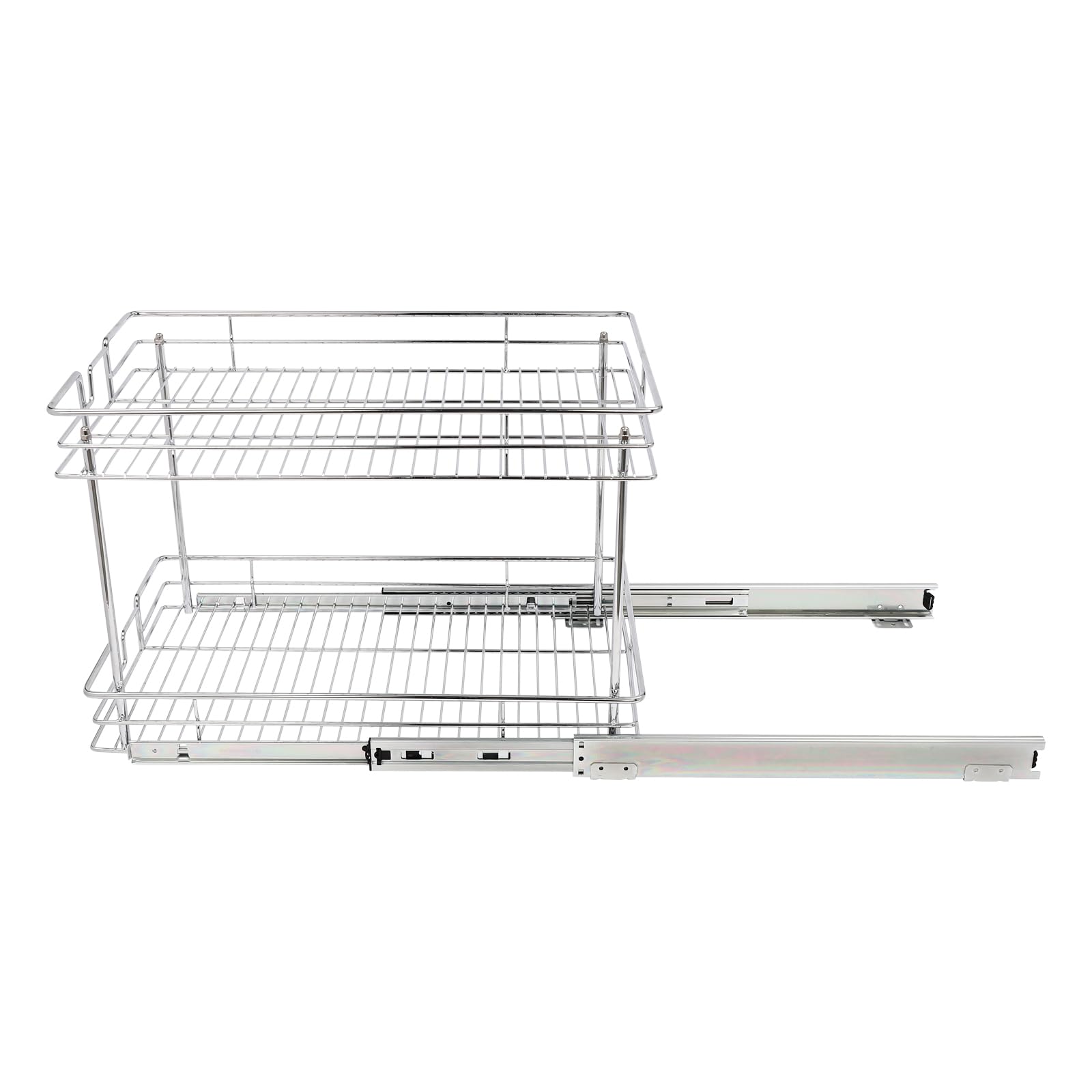 Pull Out Cabinet Organizer,Multi-Purpose Cabinet Organizer,Sink Organizer and Storage,Kitchen Helper,2-Tier Cabinet Pull Out Shelves,for Bathroom,Laundry Room,Kitchen,Pantry(Silver,21.5*13.5*15in)