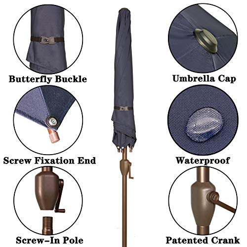 Ogrmar 9 FT Patio Umbrella Outdoor Table Umbrella with Push Button Tilt and Crankfor Terrace, Backyard, Garden, Courtyard, Swimming Pool, Lawn (Navy Blue)