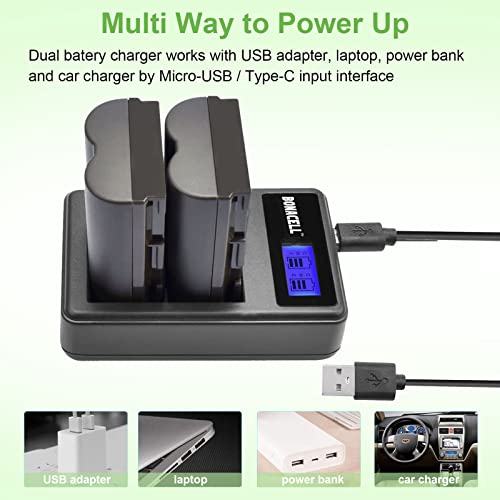 Bonacell EN-EL3E Battery(2 Pack) 2000mAh and LCD Dual Charger Compatible with Nikon D700, D300S, D300, D200, D100, D90, D80, D70, D70s, D50 Digital SLR Camera