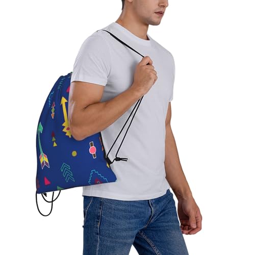 Delhiponics Bohemian Element Arrow Drawstring Backpack Waterproof Gym Sports Trave String Bag Adjustable Lightweight Drawstring Bag Sports Dance Sackpack