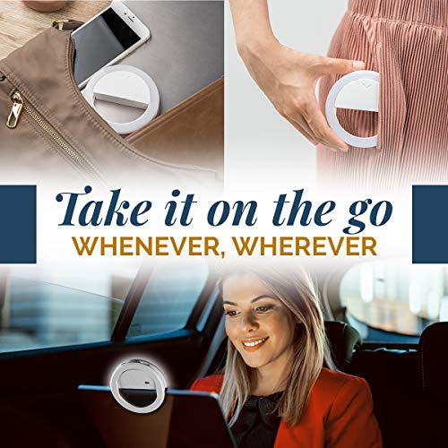 ﻿GearLight Selfie Ring Light for Computer or Phone - Iphone Compatible LED Lighting for Laptop Webcam, Video Recording - Rechargeable Circle Clip on Ringlight - Cute Stuff & Room Decor for Teen Girls