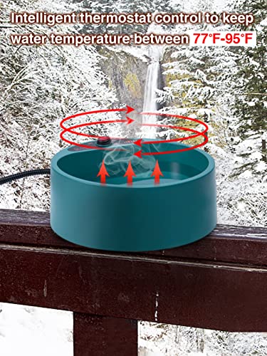 MEWTOGO Heated Bird Bath, 68 Oz Bird Baths for Outdoors 100W Deep Birdbath Heater Bird Water Feeder for Winter Garden Deck Yard Animals Wild Bird Pet Dogs Drink Water