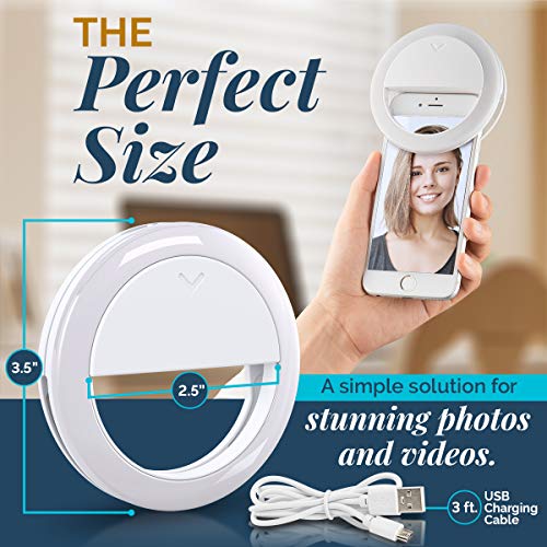 ﻿GearLight Selfie Ring Light for Computer or Phone - Iphone Compatible LED Lighting for Laptop Webcam, Video Recording - Rechargeable Circle Clip on Ringlight - Cute Stuff & Room Decor for Teen Girls