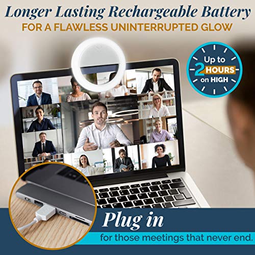 ﻿GearLight Selfie Ring Light for Computer or Phone - Iphone Compatible LED Lighting for Laptop Webcam, Video Recording - Rechargeable Circle Clip on Ringlight - Cute Stuff & Room Decor for Teen Girls