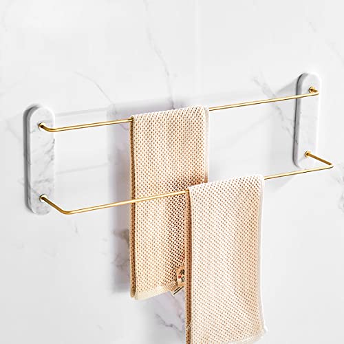 Towel Rack Hand Towel Bar Marble Bathroom Towel Holder Rustproof Wall Mount Brass, Bathroom Hardware Accessories Towel Shelf (Color : Double Pole)
