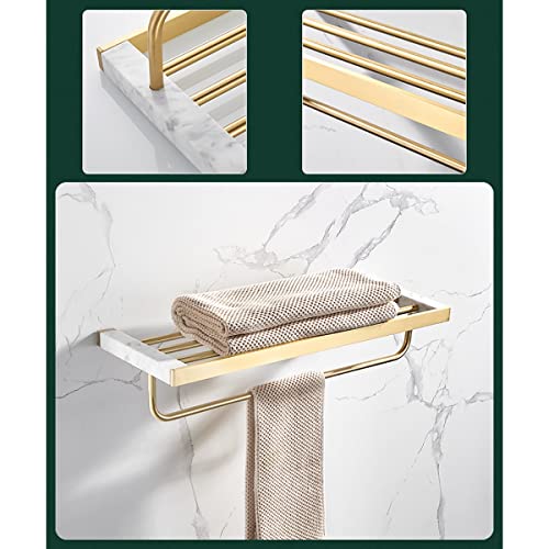 Towel Rack Hand Towel Bar Marble Bathroom Towel Holder Rustproof Wall Mount Brushed Brass, Bathroom Hardware Accessories Towel Shelf (Color : Bath Towel Rack)