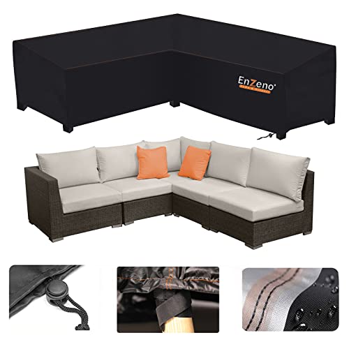 Enzeno Patio V-Shaped Sectional Sofa Cover, Waterproof Outdoor Sectional Cover,Heavy Duty Garden Furniture Cover with Air Vent 118" L (Each Side) x 33.5" D x 31" H